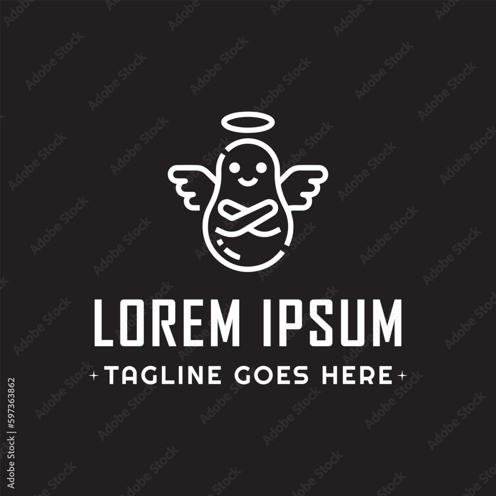 Angel Logo Design. Simple and Elegant Little Angel Illustration. The ...