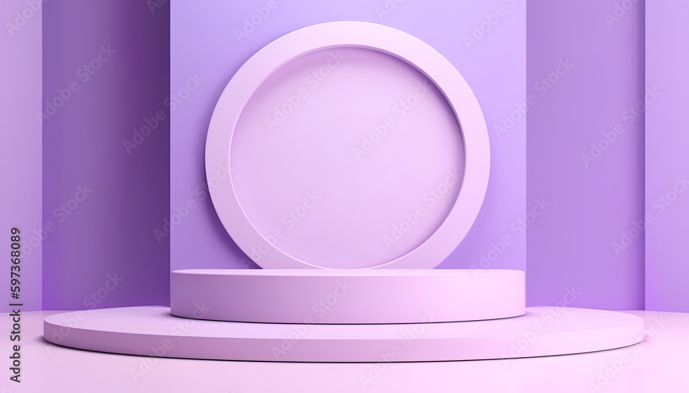 3D podium for product presentation in purple color palette. Modern ...