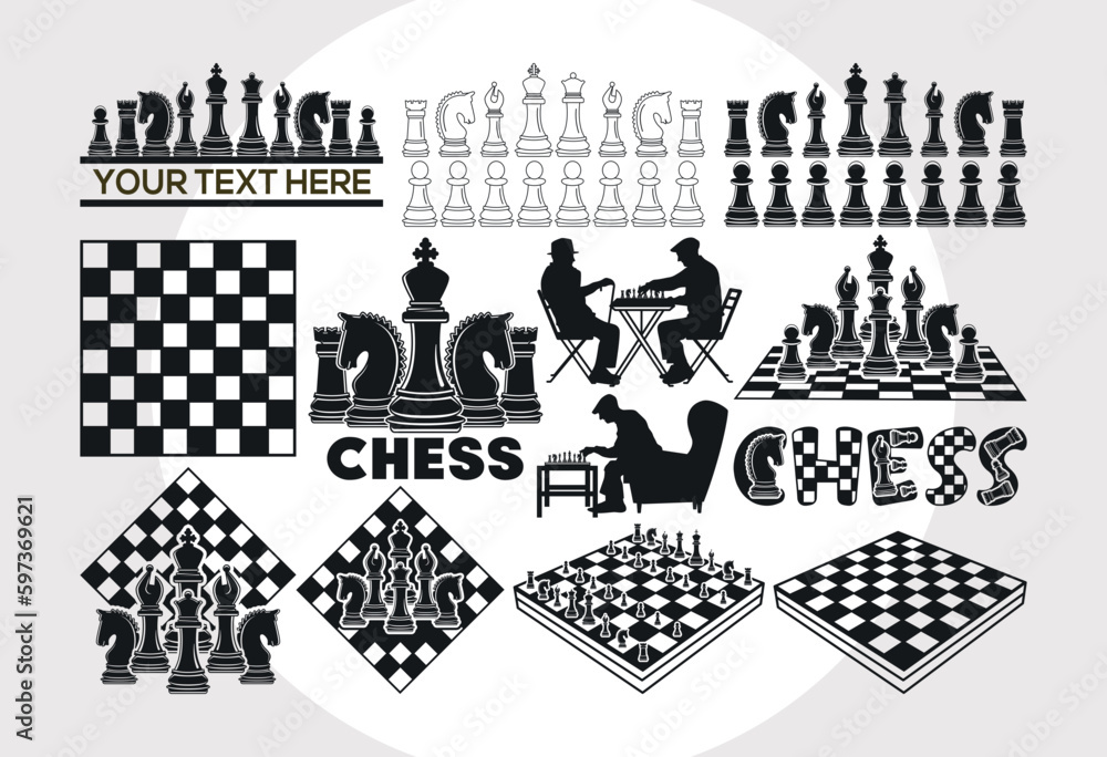 Chess Pieces SVG Bundle, Chess Silhouette, Chess Board Svg, Chess ...