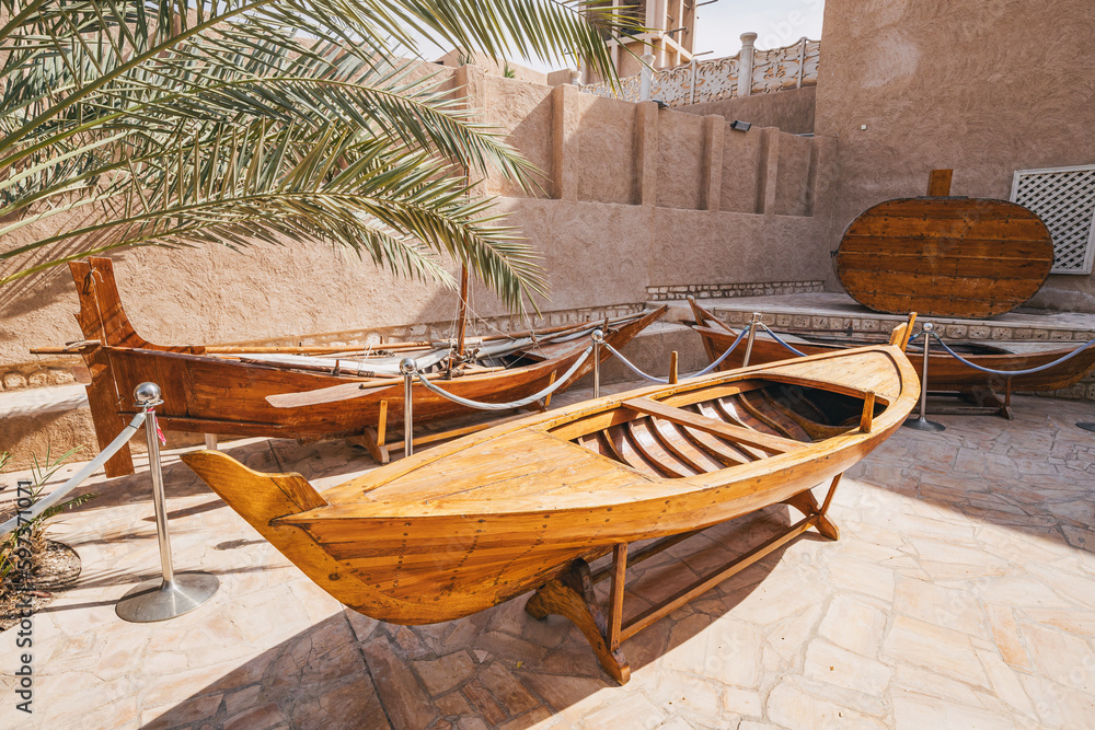 17 January 2023, Dubai, UAE: Traditional arab Dhow boats and ships at ...