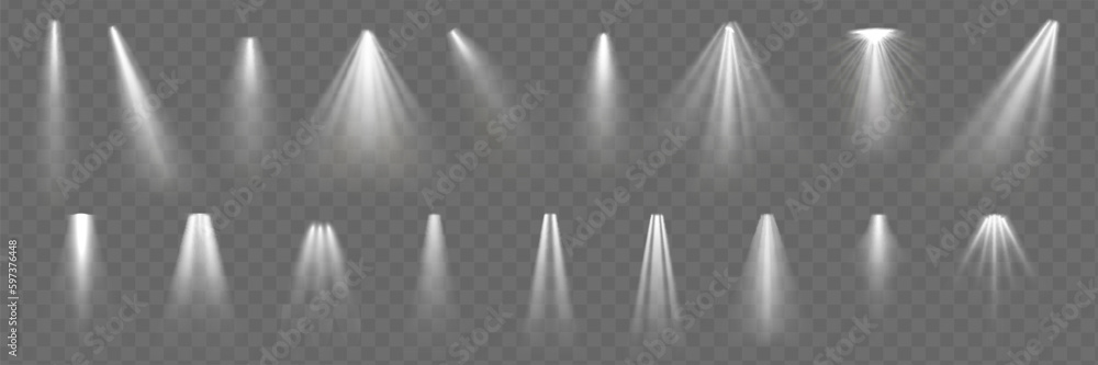 Light effect set. Glow isolated white transparent light effect set ...