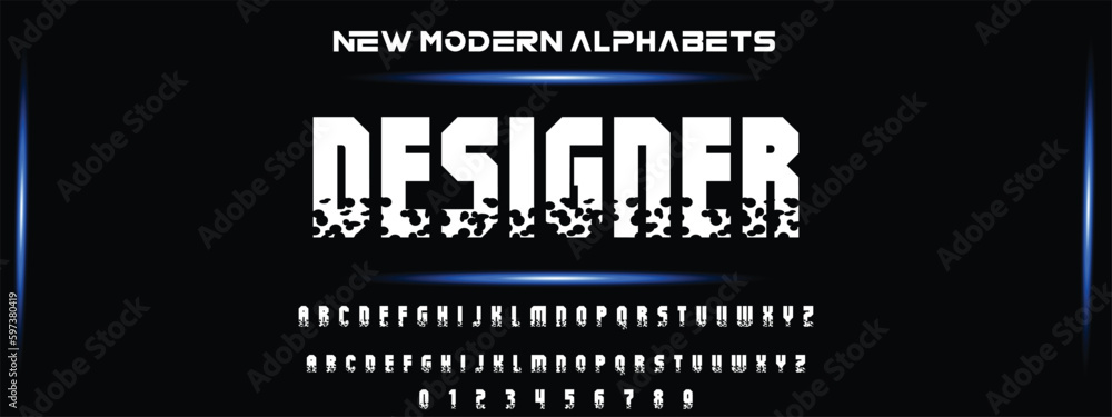 Modern style font design, alphabet letters and numbers vector ...