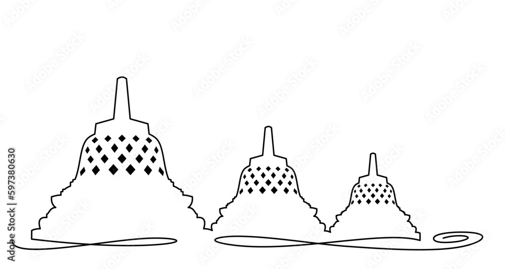 vesak day temple line art style vector eps 10 Stock Vector | Adobe Stock