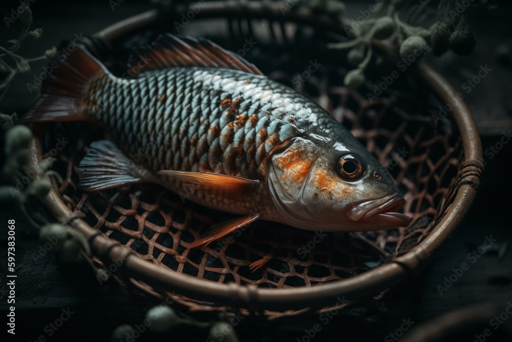 Image of a successful catch of a fish called gallinella. Generative AI ...
