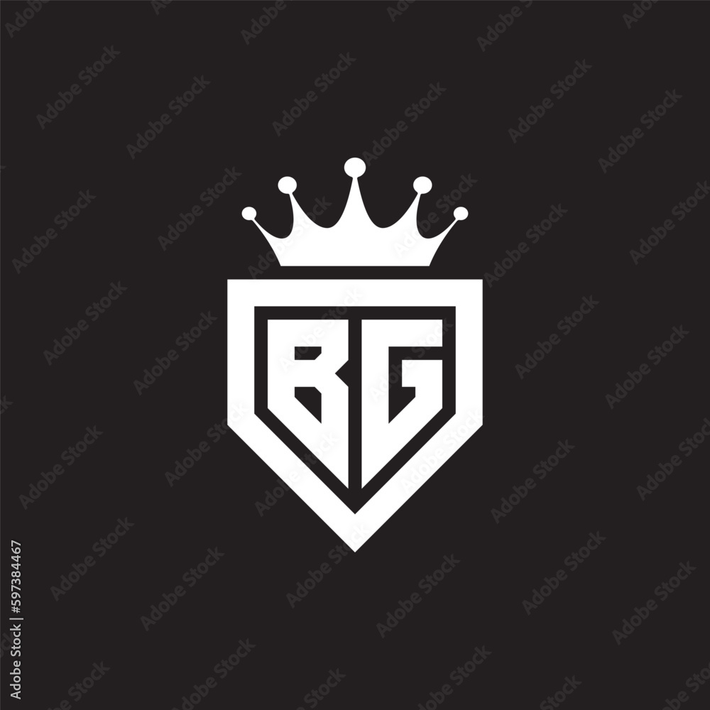 BG or GB logo monogram symbol shield with crown shape design vector ...