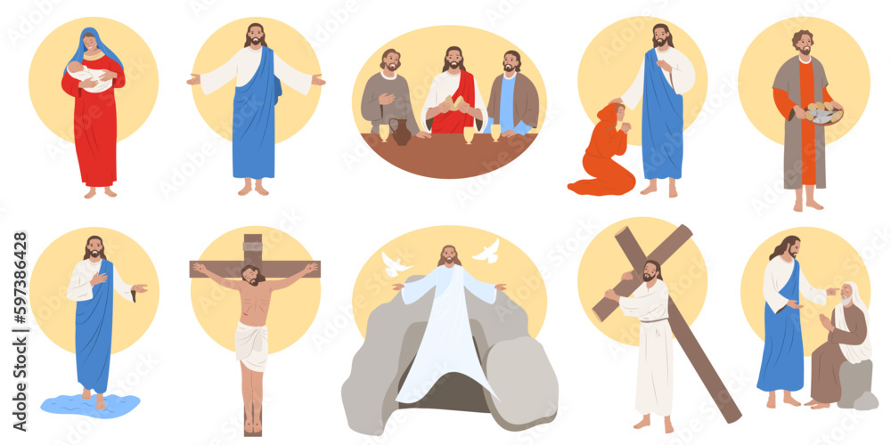 Jesus Christ Set Stock Vector | Adobe Stock