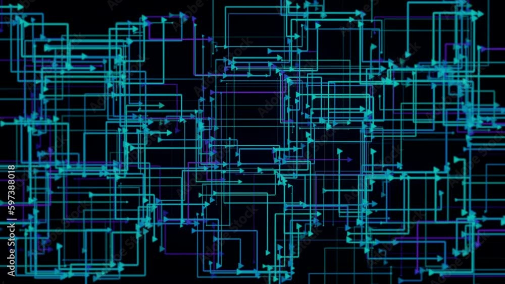Abstract animated background depicting chaotic digital connections that ...