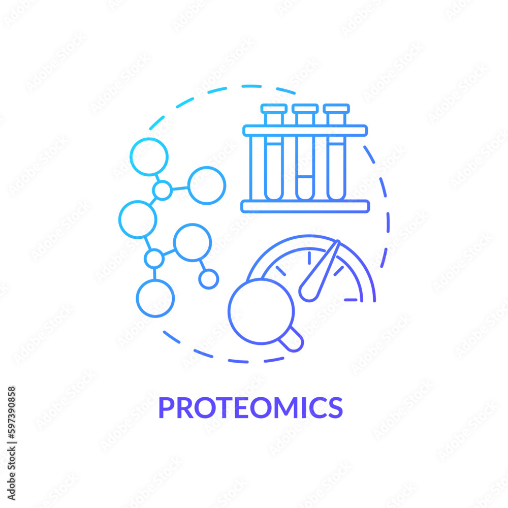 Proteomics blue gradient concept icon. Patient proteins studying ...