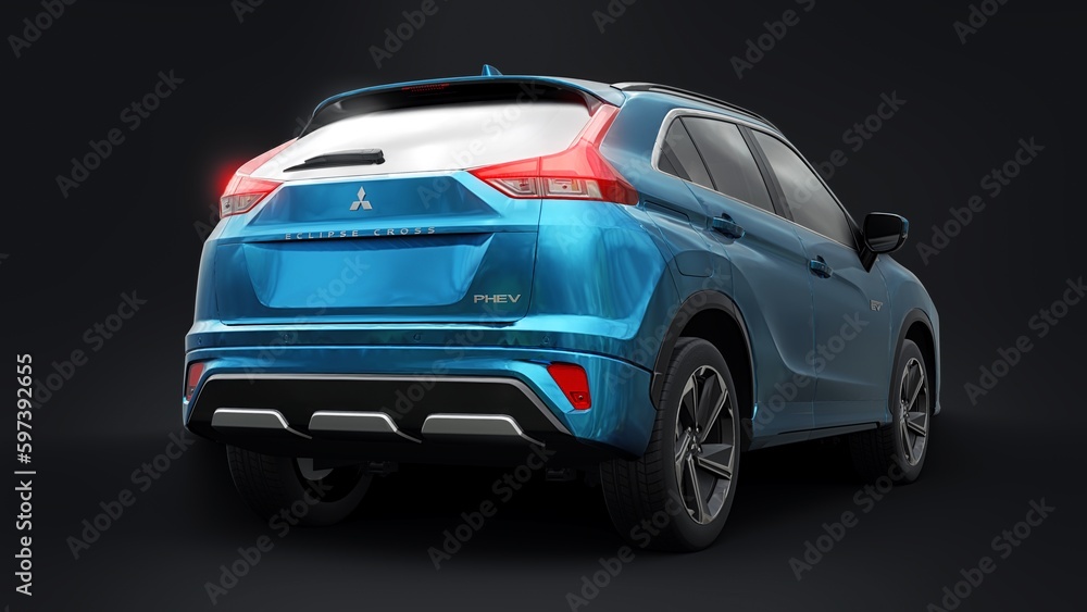 San Diego, USA. March 31, 2023. Blue Mitsubishi Eclipse Cross PHEV 2022 ...