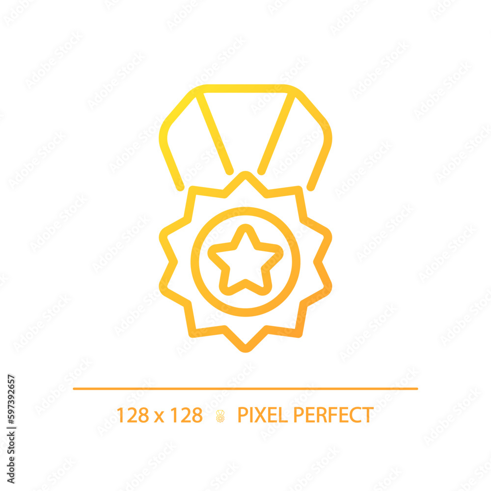 Medal pixel perfect gradient linear vector icon. Reward for high ...