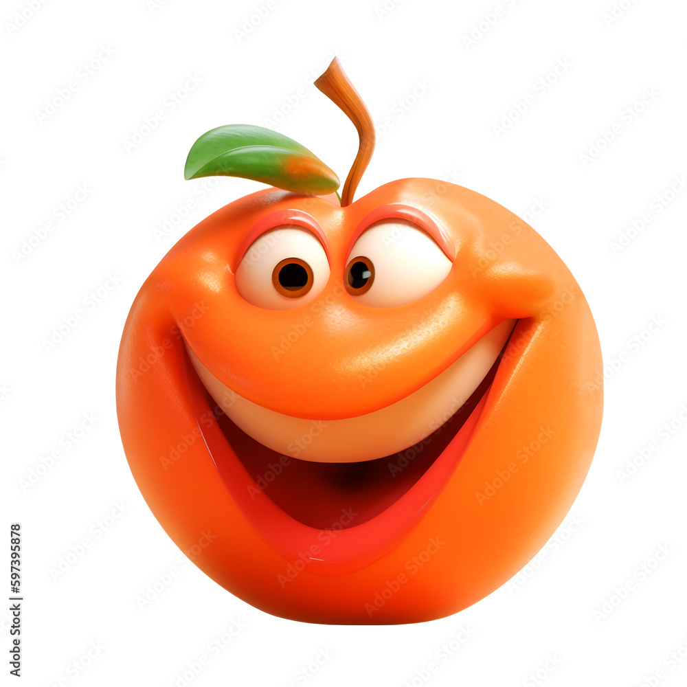 Cartoon peach character, with face and eyes, isolated on white ...