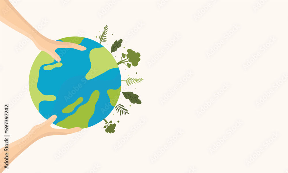 world environment day with green earth concept illustration vector ...