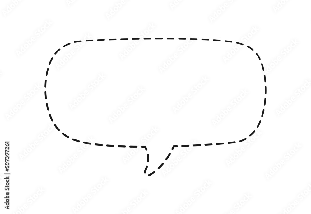 Geometric comic speech bubble balloon made of dotted dashed line set ...