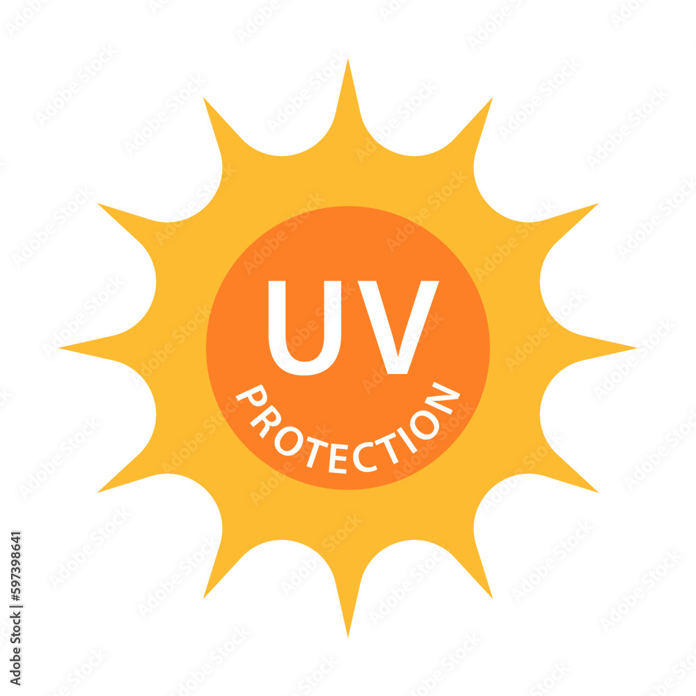 UV radiation protection icon vector solar ultraviolet light symbol for ...