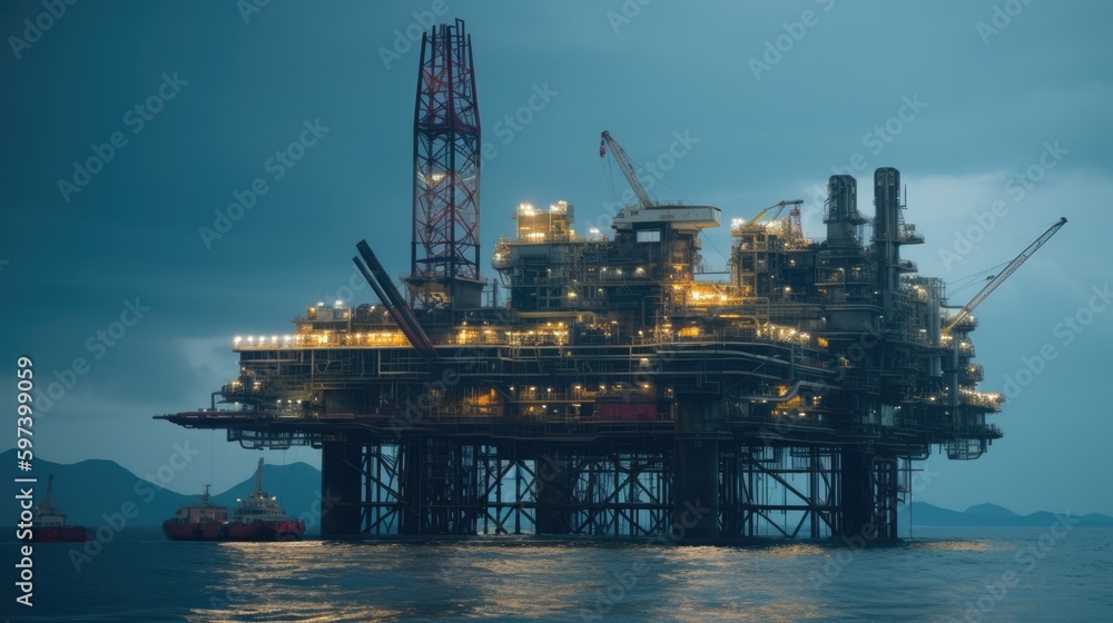 Massive Oil Rig Structure, Offshore Energy Production, Maritime ...