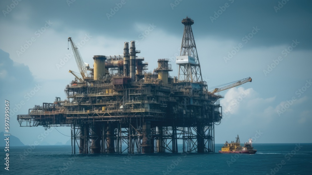 Massive Oil Rig Structure, Offshore Energy Production, Maritime ...