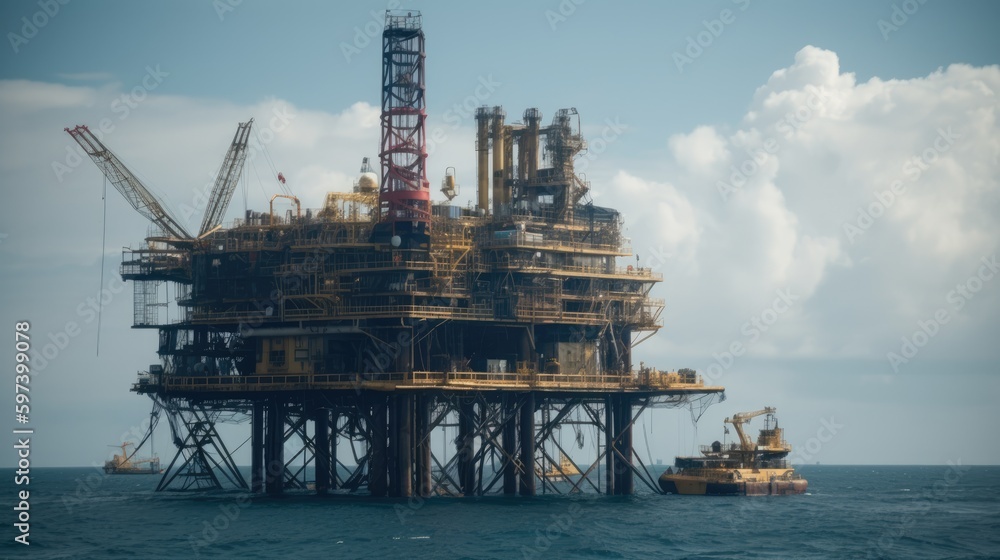 Massive Oil Rig Structure, Offshore Energy Production, Maritime ...
