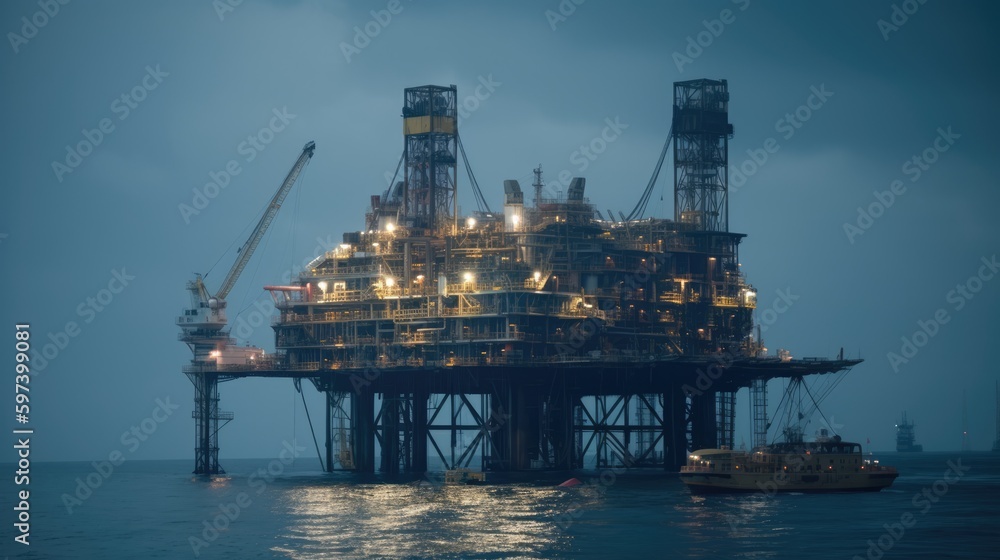 Massive Oil Rig Structure, Offshore Energy Production, Maritime ...
