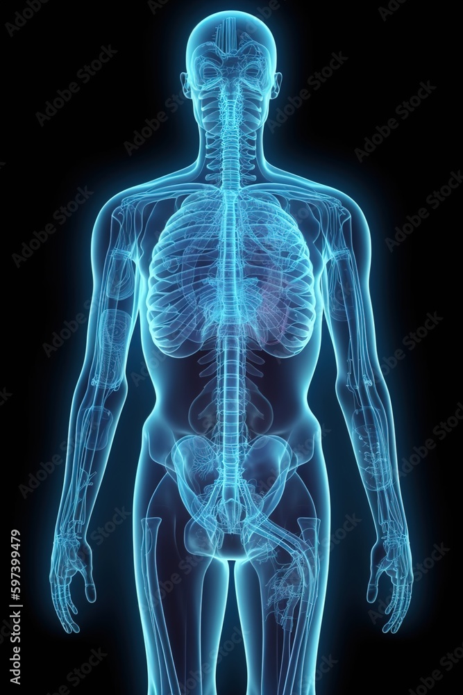 digital x ray illustration of a body generative ai Stock Illustration ...