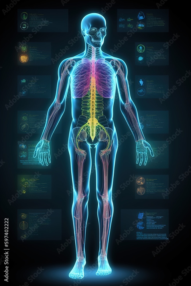 holographic representation of human body anatomy with indicators ...