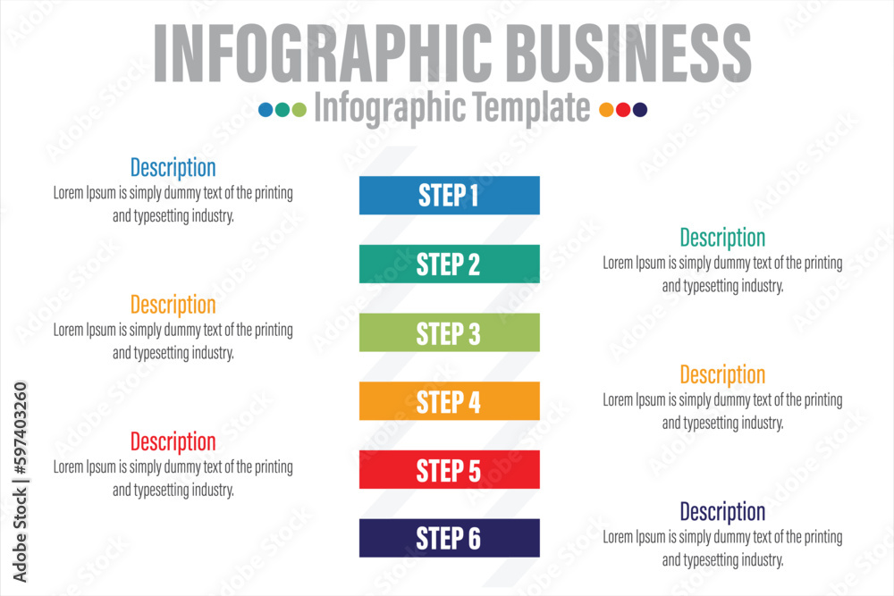 Infographic design template with numbers Six 6 Steps, Six 6 option for ...