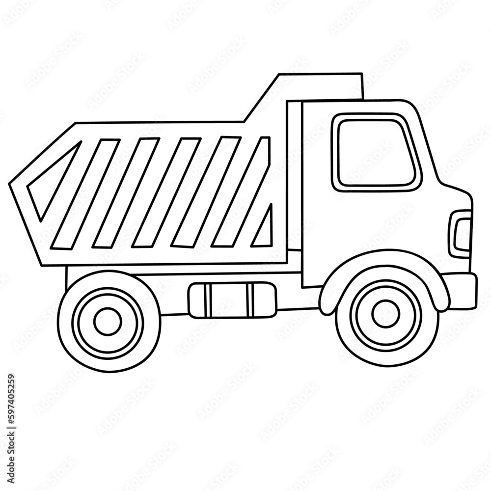 Dump truck icon. Line, outline version, Dump truck outline vector sign ...