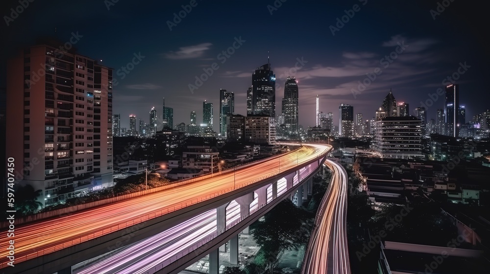 Futuristic style highway road with blue neon light. Futuristic ...