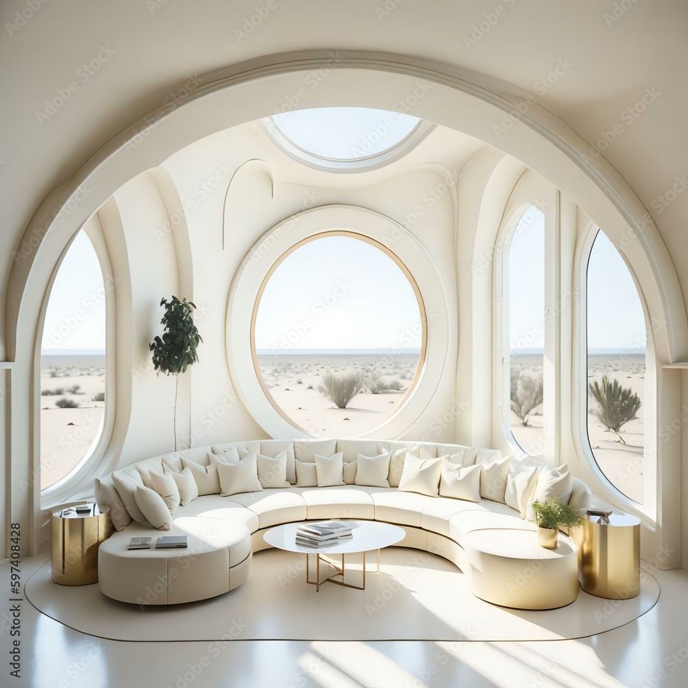 Architectural digest photo of a minimalist beige solar living room with ...