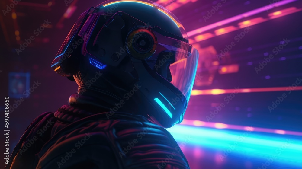 80s Inspired Synthwave Space Station Corridor, Advanced Earth Orbiting ...