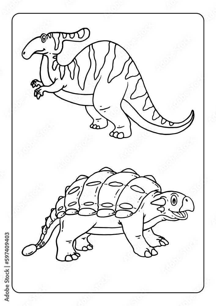 dinosaur coloring page book for children girl kids with cute t rex ...