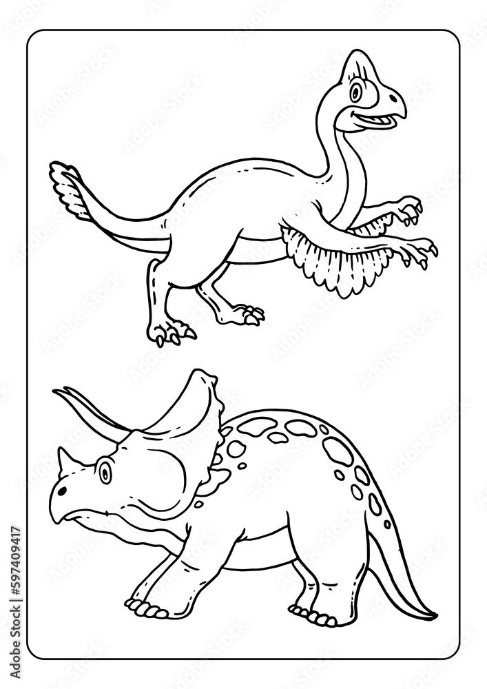 dinosaur coloring page book for children girl kids with cute t rex ...