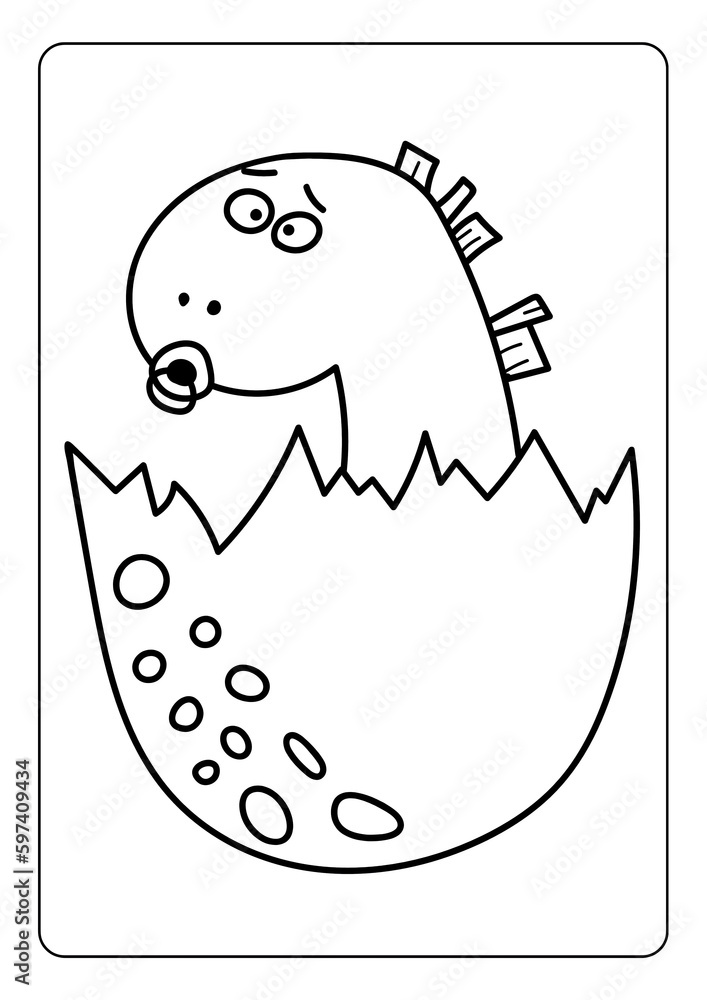 ภาพประกอบสต็อก dinosaur coloring page book for children girl kids with ...