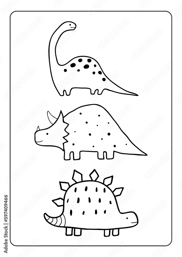 dinosaur coloring page book for children girl kids with cute t rex ...