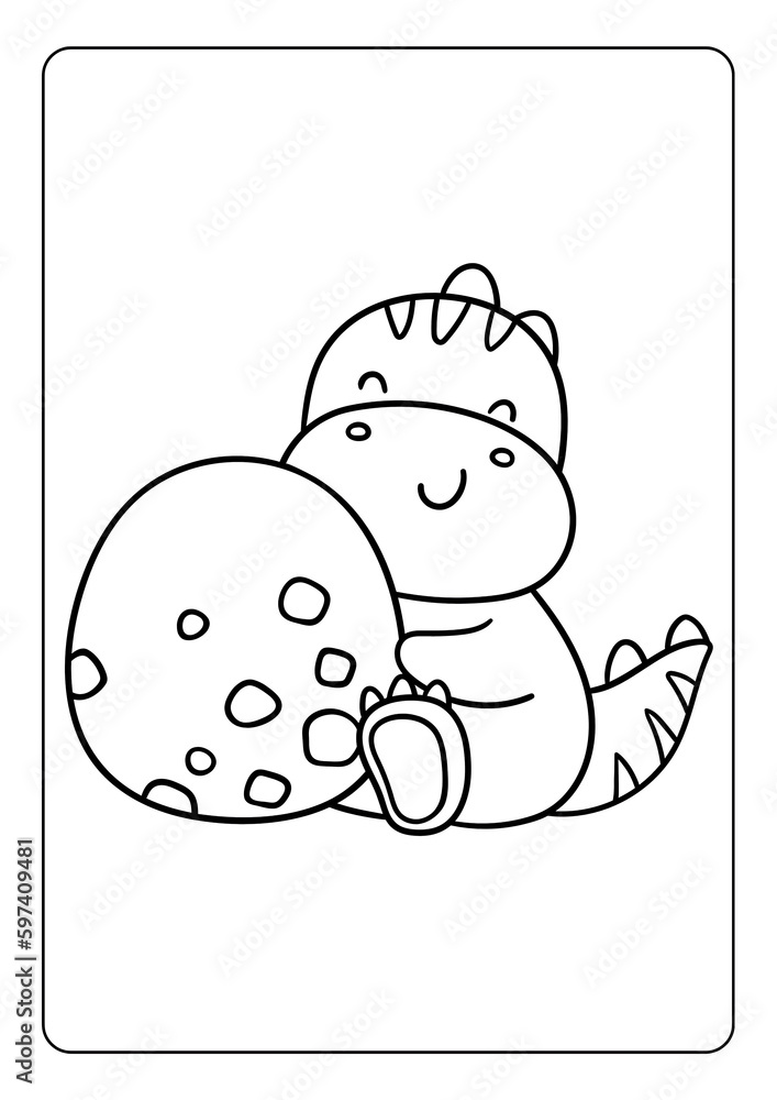dinosaur coloring page book for children girl kids with cute t rex ...