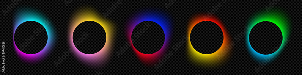 Color gradient circles, abstract neon light shape with color gradation ...