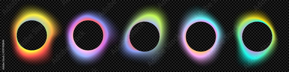 Color gradient circle backgrounds, abstract neon light shape with color ...
