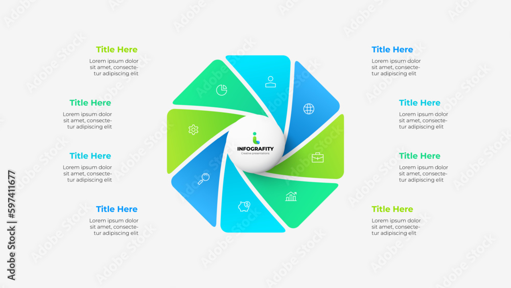 Octagon divided into 8 parts with central circle. Design concept of ...