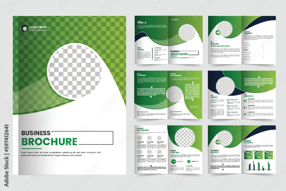 Vector brochure template design and company brochure template green ...