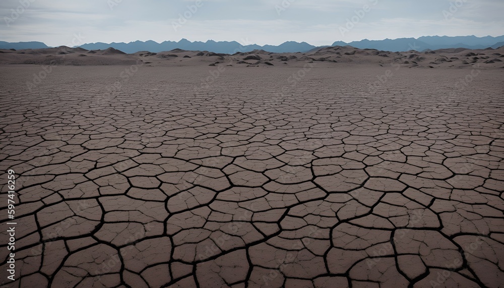 Dried up earth of an empty water reservoir, water crises, created with ...