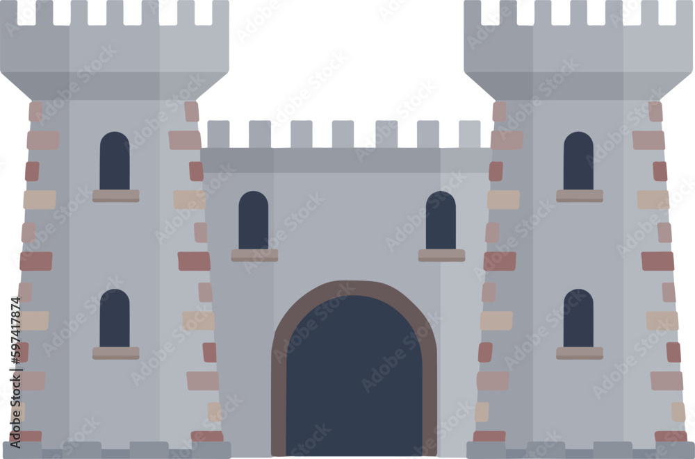 Medieval European stone castle. Knight fortress. Concept of security ...