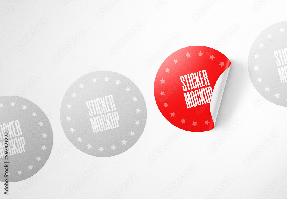 Curled Stickers Mockup Stock Template | Adobe Stock