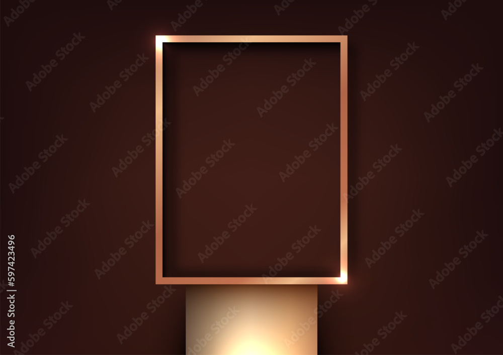 3D realistic modern luxury style golden podium stand with gold ...