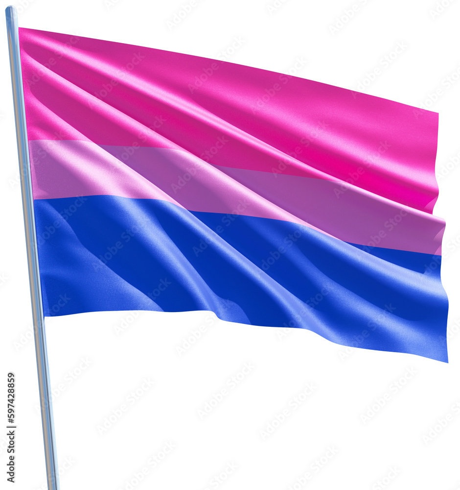 Bisexual flag waving on transparent background, cut out object for ...