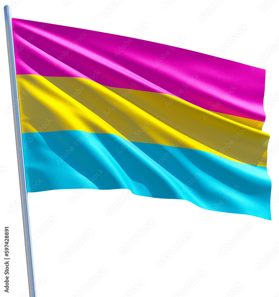 Pansexual flag waving on transparent background, cut out object for ...