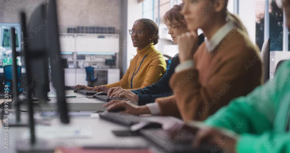 Diverse Multiethnic Group of Female and Male Students Sitting in ...