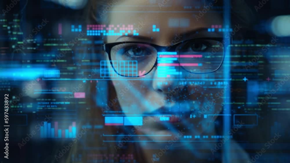 Data technology portrait. Some elements are made using images obtained ...