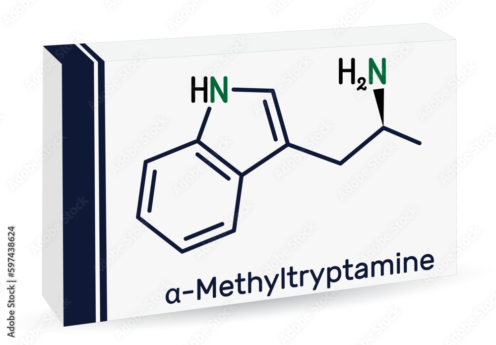 Vetor de alpha-Methyltryptamine, αMT, AMT, molecule. It is psychedelic ...