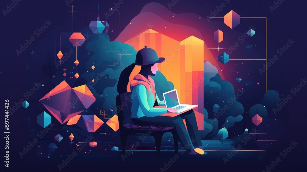 Remote Work: Figurative analogy drawing with uncluttered visual setup ...