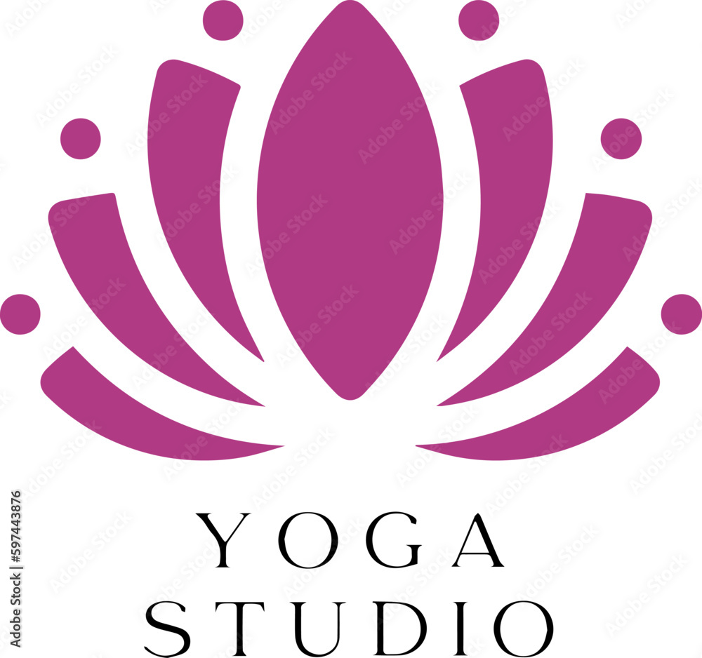 Yoga lotus icon / logo, Set of beautiful yoga and spa symbols and ...