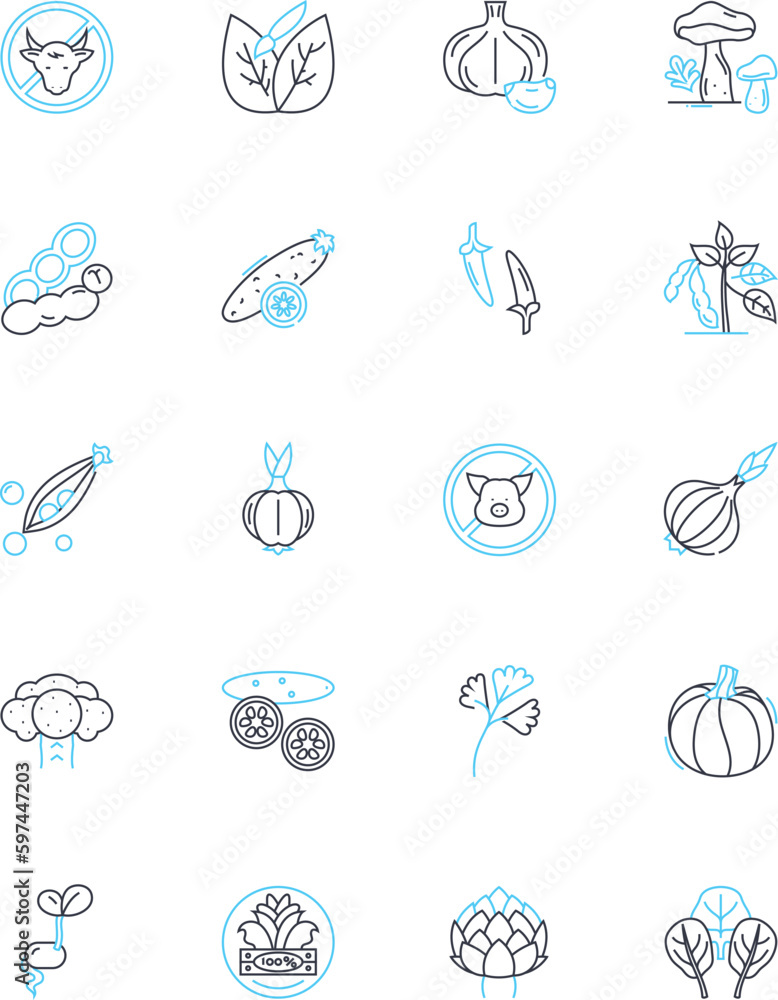 Fiber-rich diet linear icons set. Fibrous, Nutritious, Healthy ...